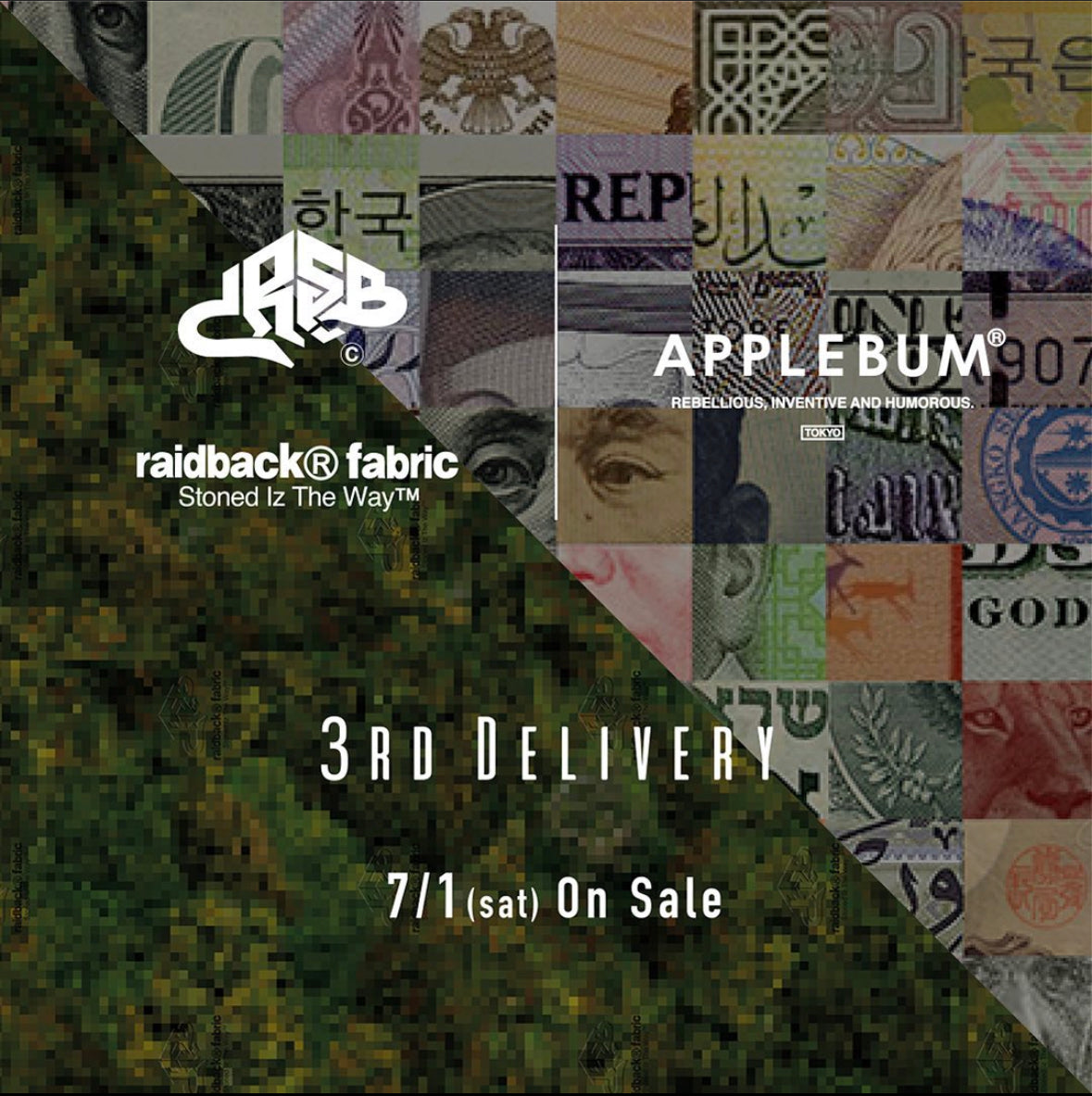 APPLEBUM × CRSB raidback fabric "New Arrival" – BLACK STORE